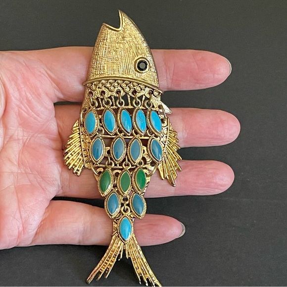 Jewelry | Vintage Articulated Enamel Dangle Fish Pendant | Poshmark